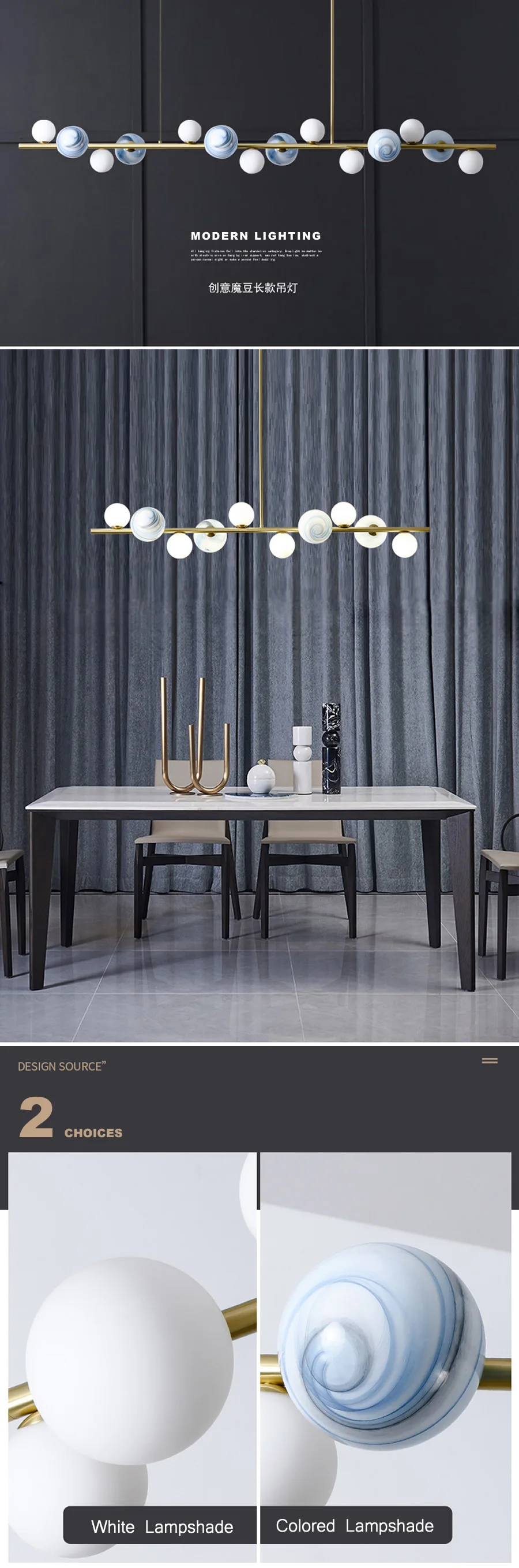 Horizontal Ceiling Hanging Chandelier Lights Kitchen Island Linear Bar ...