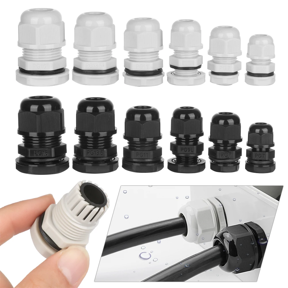 Conector de plástico de nailon de 5 piezas, entrada de Cable impermeable IP68 PG7 para 3 6,5mm ...