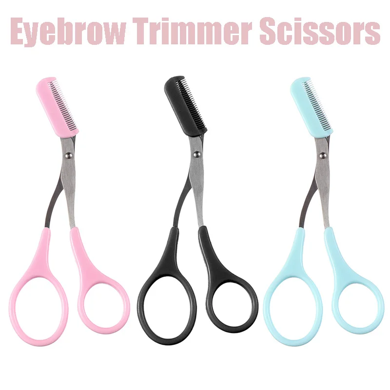 1Pc Stainless Steel Eyebrow Trimmer Scissors Comb Eyelash Hair Scissors ...