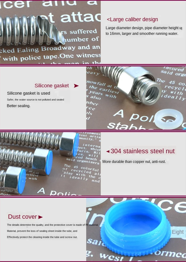 Tuyau,15.8 bellows 2 m--Tuyau ondulé en acier inoxydable 304, chauffe ...