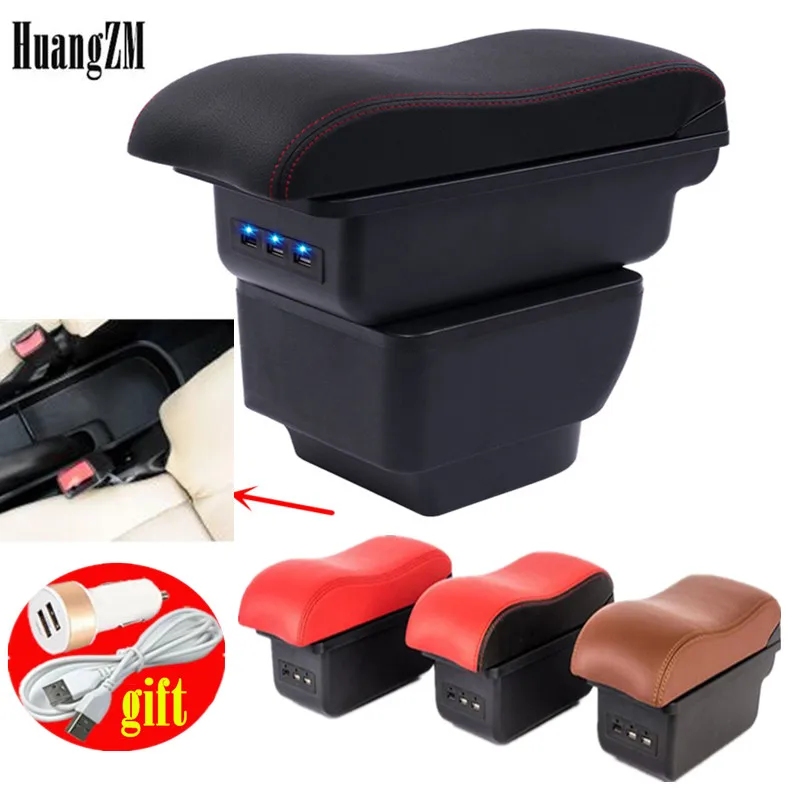 For Mazda 2/Demio Armrest box Rotatable PU Leather Center Centre ...
