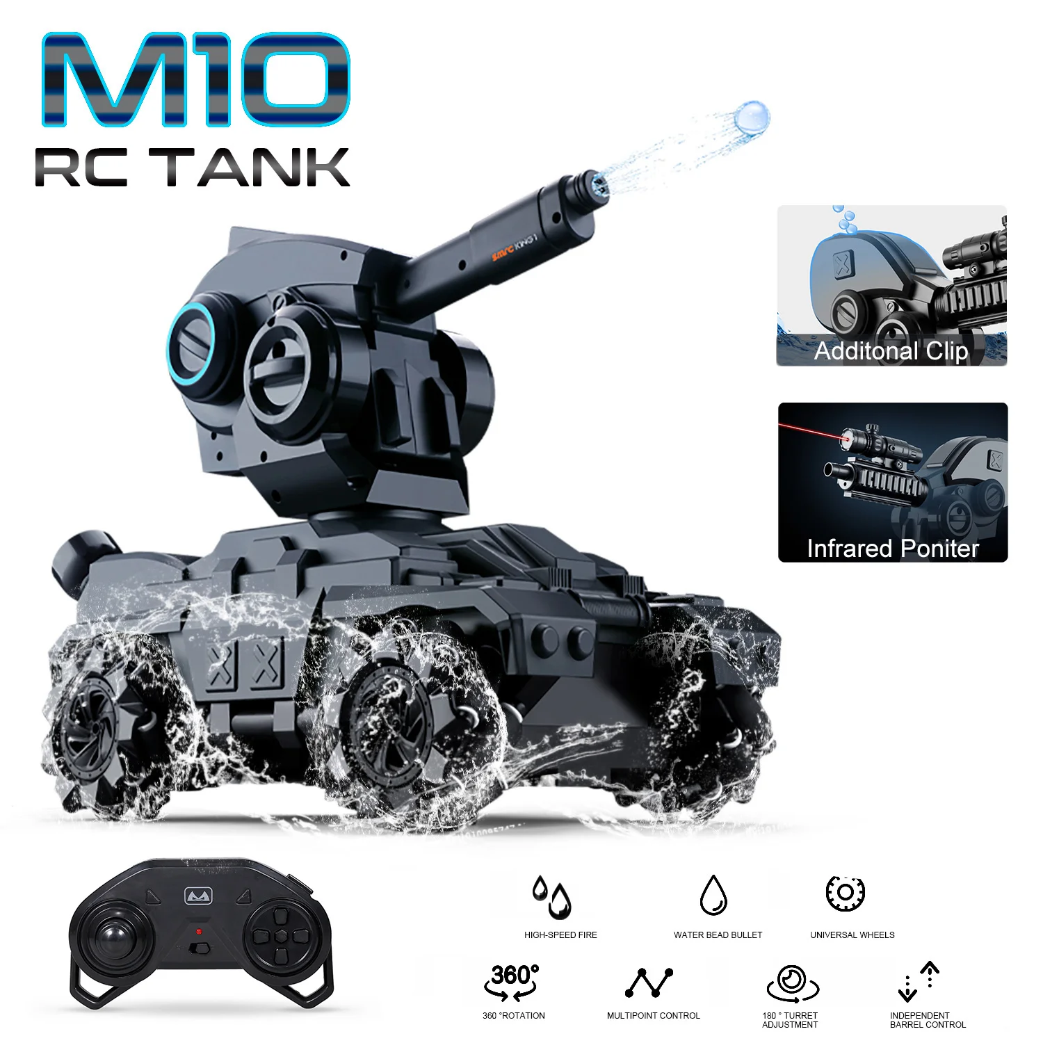 Upgraded-M10-RC-Tank-with-Infrared-Pointer-Clip-2-4Ghz-Remote-Control ...