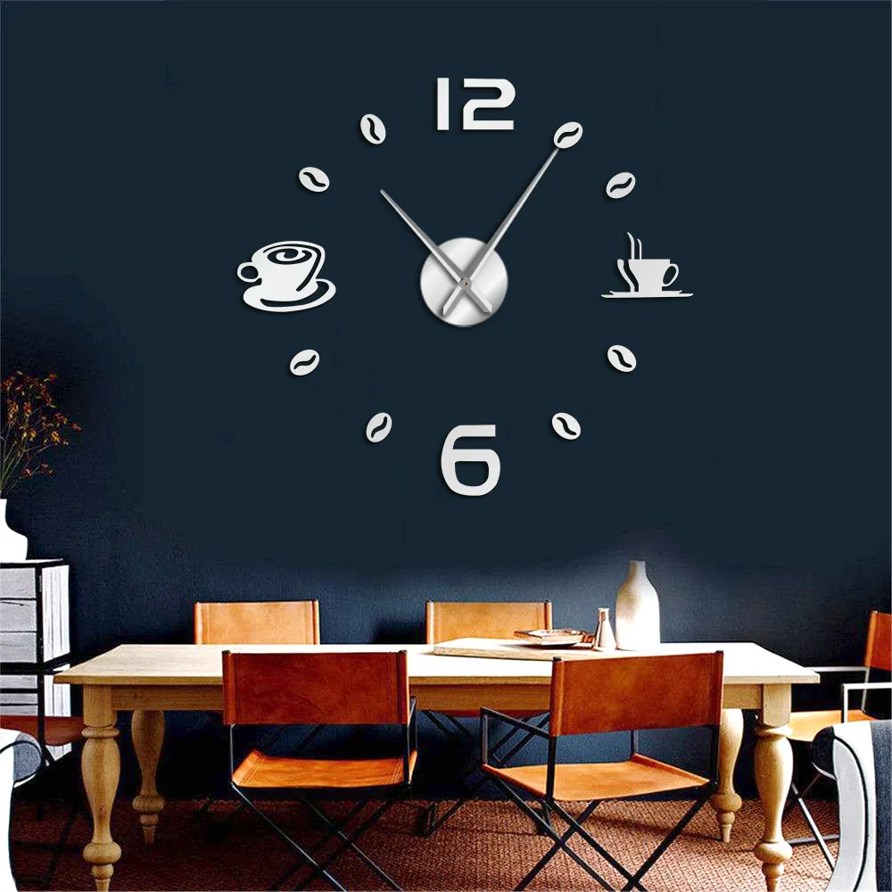 Cafe Diy Large Wall Clock Frameless Giant Wall Clock Modern Design Cafe ...