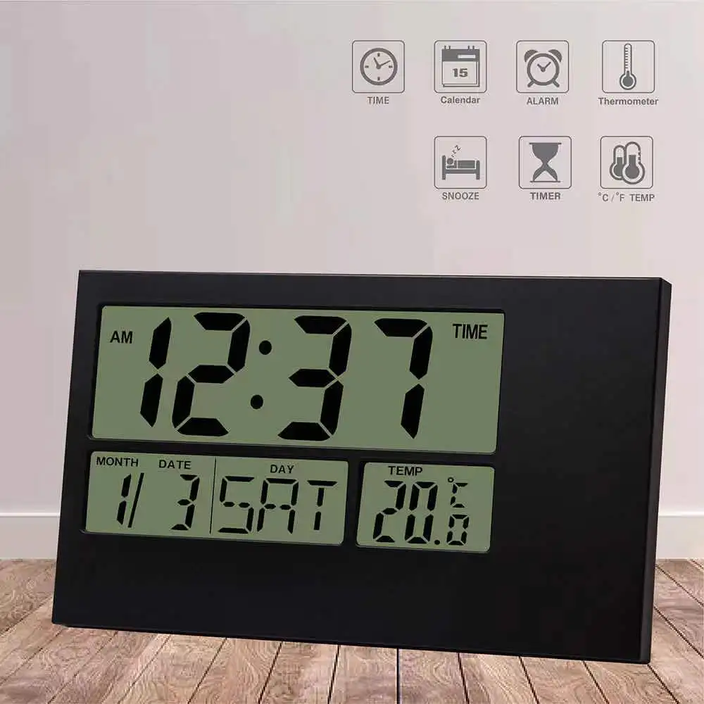 Digital-Wall-Clock-LCD-Home-Decoration-Large-LCD-Display-Calendar-with ...