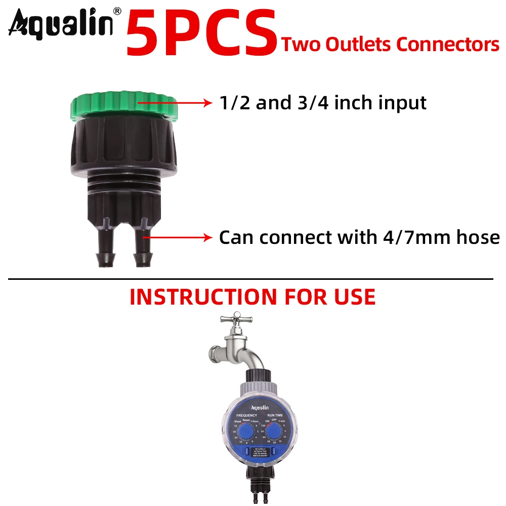 New-Arrival-Garden-Accessories-4-7mm-Hose-Two-Outlets-Connectors-Garden ...