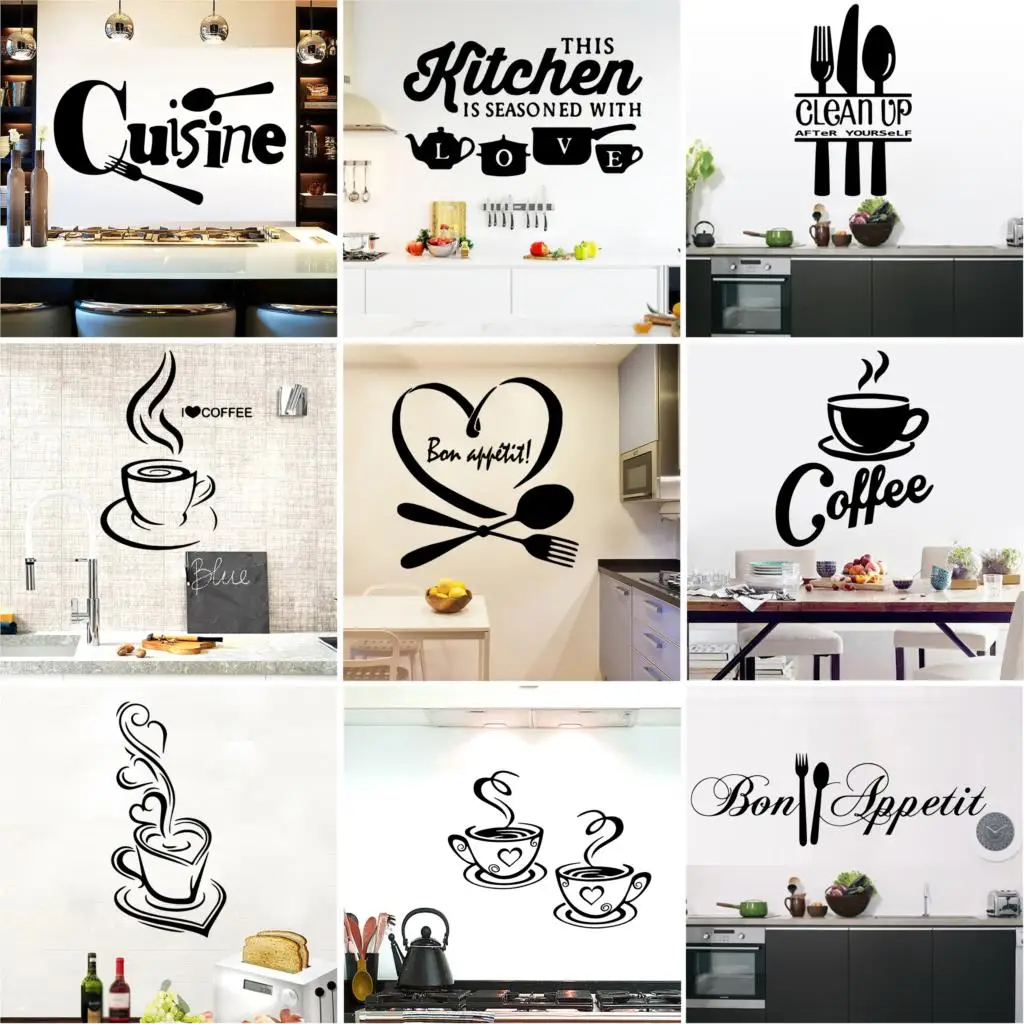 Cuisine-Coffee-Vinyl-Wall-Stickers-For-Kitchen-Room-Home-Decoration ...