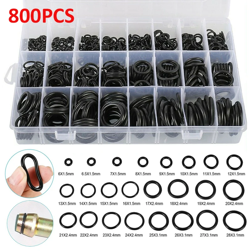 800pcs-6-28mm-Rubber-O-ring-Car-Air-Conditioning-Sealing-Rings ...