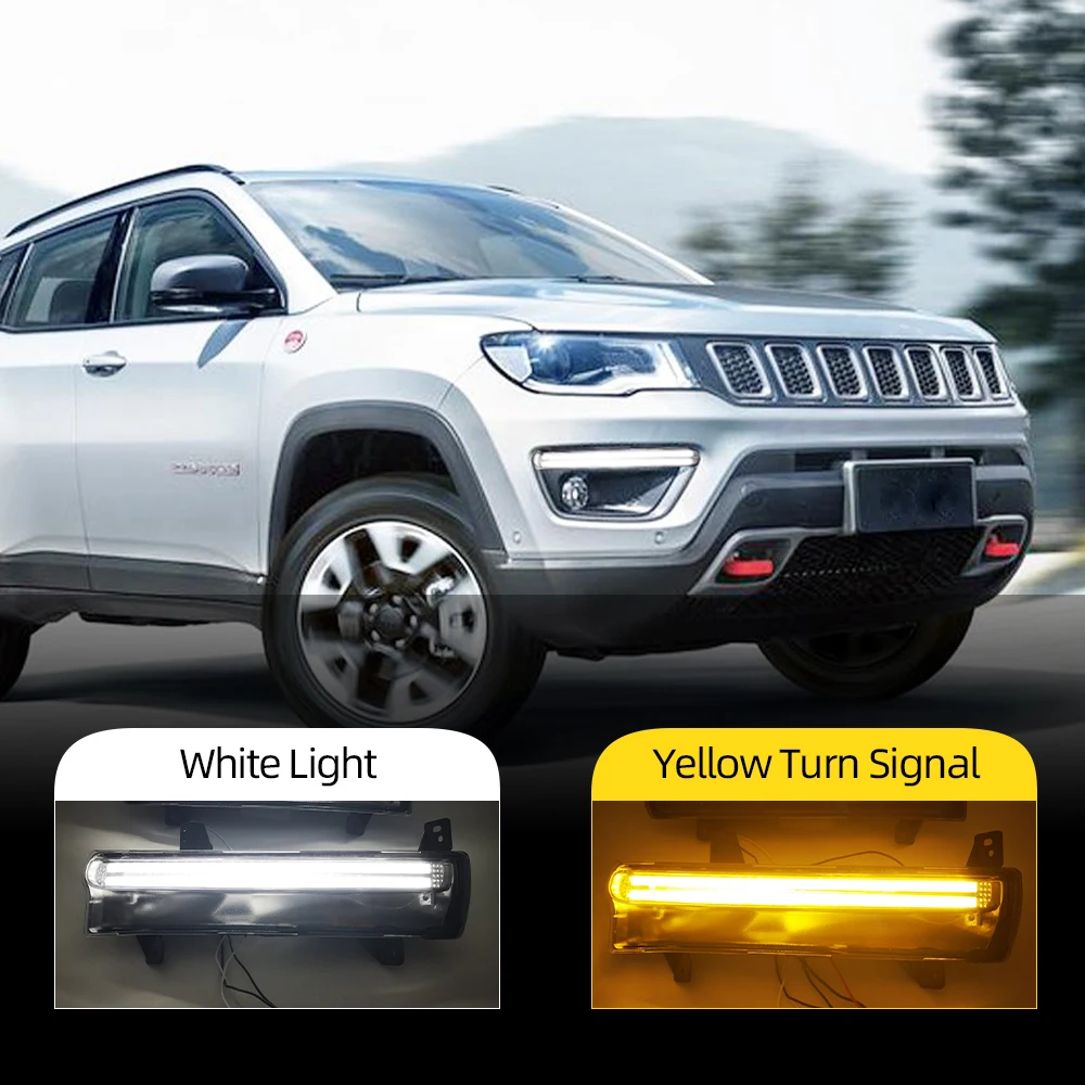 1Pair-Car-LED-DRL-For-Jeep-Compass-2017-2018-2019-2020-Daytime-running ...