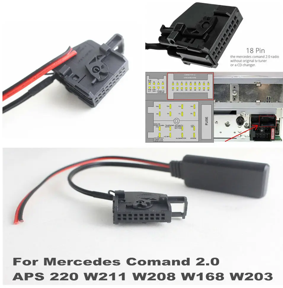 Bluetooth Adapter AUX Cable for Mercedes Comand 2.0 APS 220 W211 W208 ...