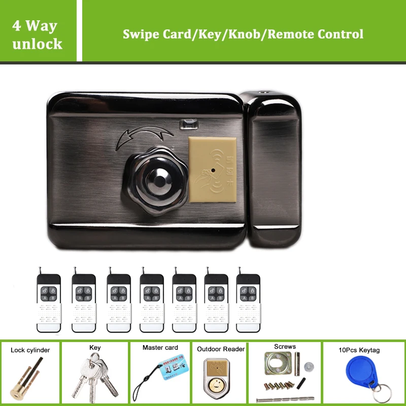 125kHz-Card-Swiping-Lock-50m-Remote-Control-ID-Magnetic-Card-Door-Lock ...