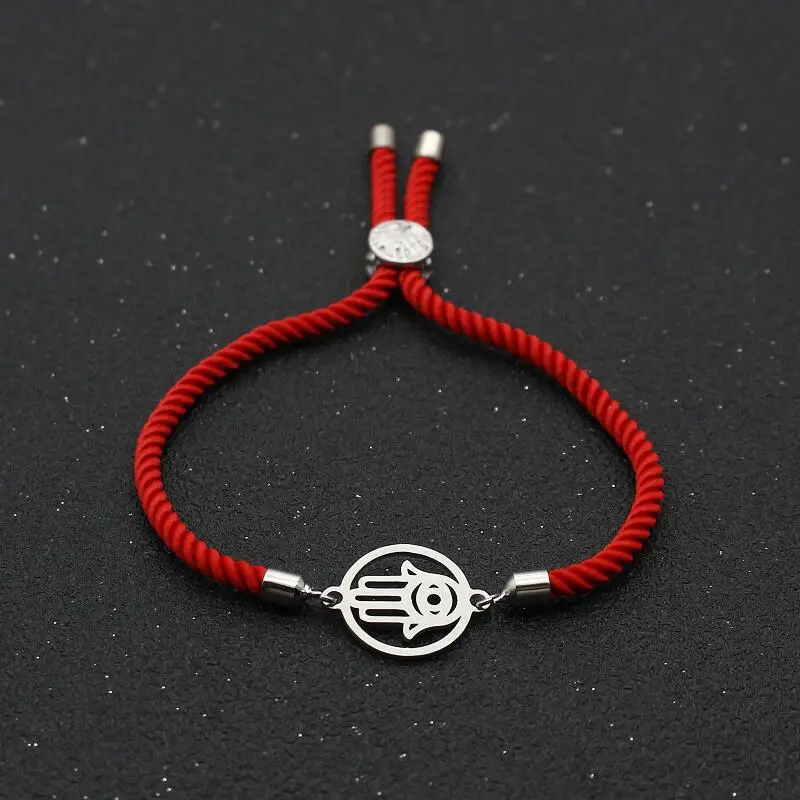 Pulsera de mano de Fátima de acero inoxidable para hombre y mujer, brazalete redondo hueco de ...