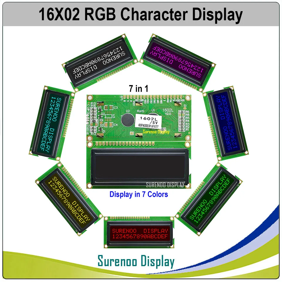 162 16x2 1602 5.0v/3.3v Character Lcd Module Display Screen Lcm Fstn Positive Negative 7 Rgb ...
