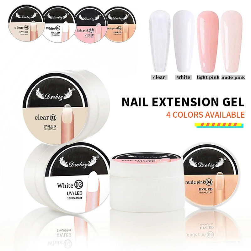 4 Color 15ml Nail Art Uv Phototherapy Extension Gel Hand Solid ...