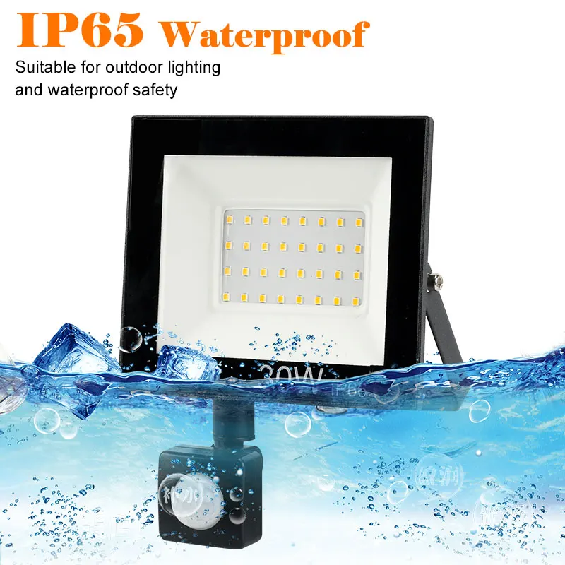 30W-50W-100W-LED-Spotlight-Floodlight-With-Motion-Sensor-Waterproof ...