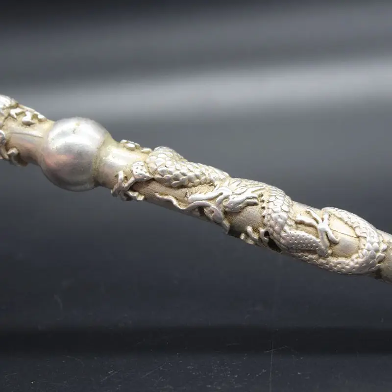Chinese Tibetan Silver Copper Dragon Old-Fashioned Smoking Pipe ...