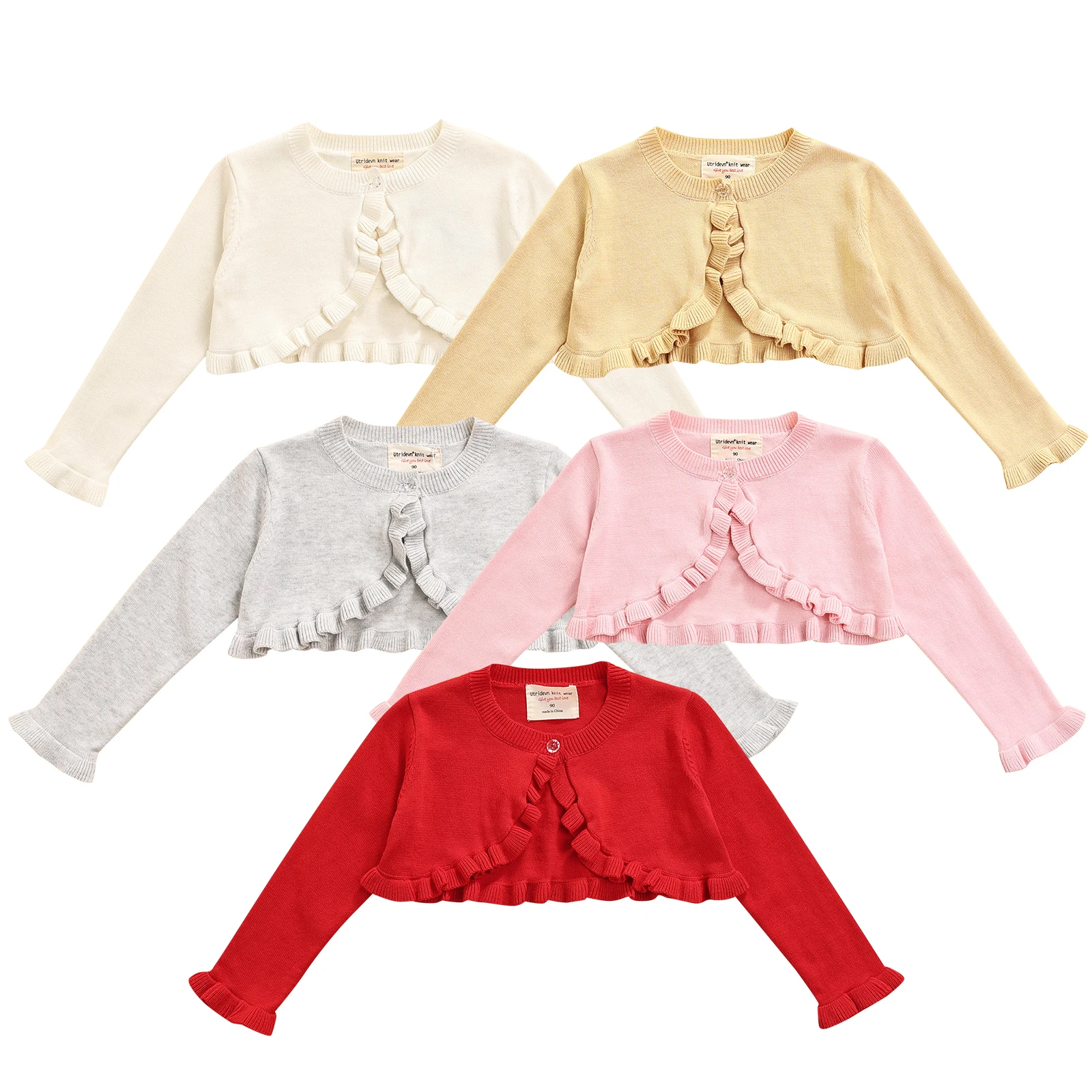 Autumn-Toddlers-Knitted-Cardigan-Kids-Girls-Solid-Color-Round-Collar ...