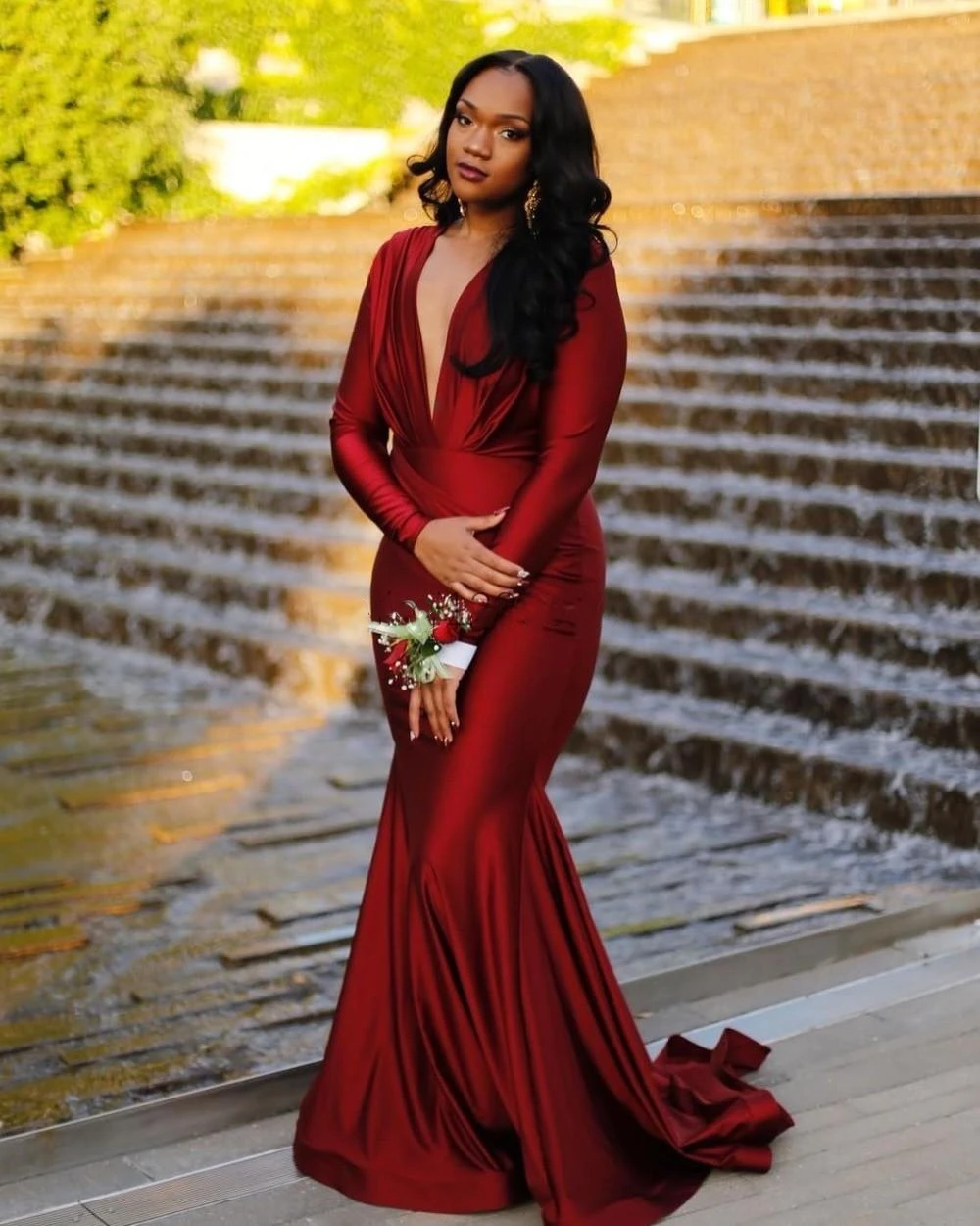 Dark Red Bridesmaid Dress