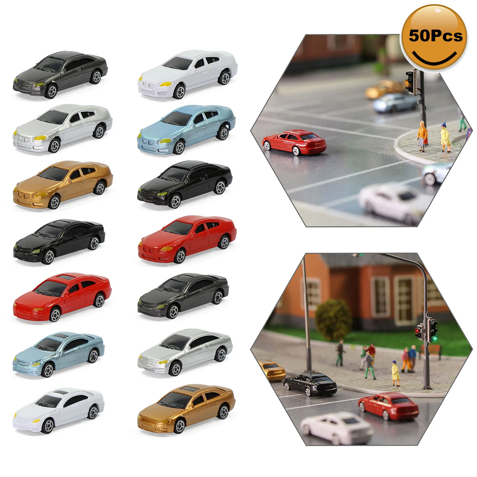 50pcs Mini Model Cars N Scale 1:160 Model Trains Layout Model Plastic ...
