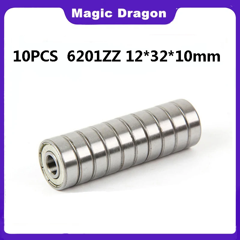 10PCS ABEC-5 6201ZZ 6201Z 6201-2Z 6201 ZZ 12*32*10 mm Metal seal High ...