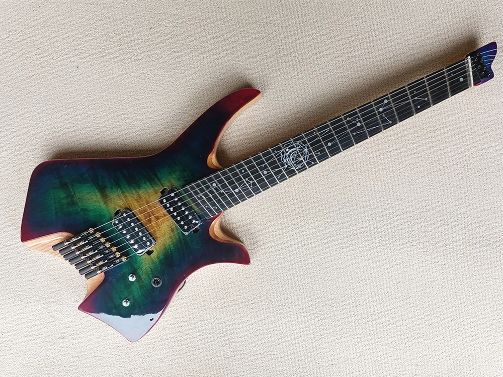 7 cordas sem cabeça guitarra elétrica com trastes inclinados/captadores ...