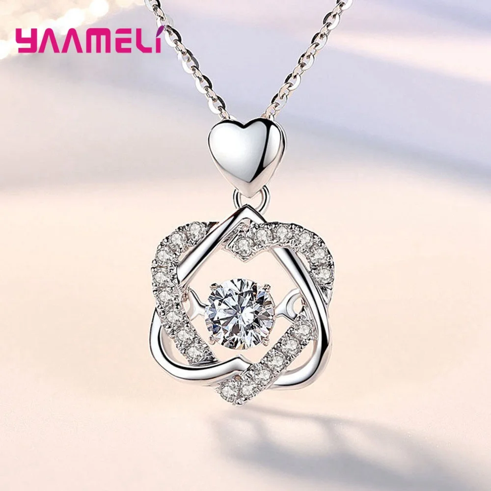 Romantic-Cubic-Zircon-Heart-Pendant-Necklaces-925-Sterling-Silver-Cubic ...