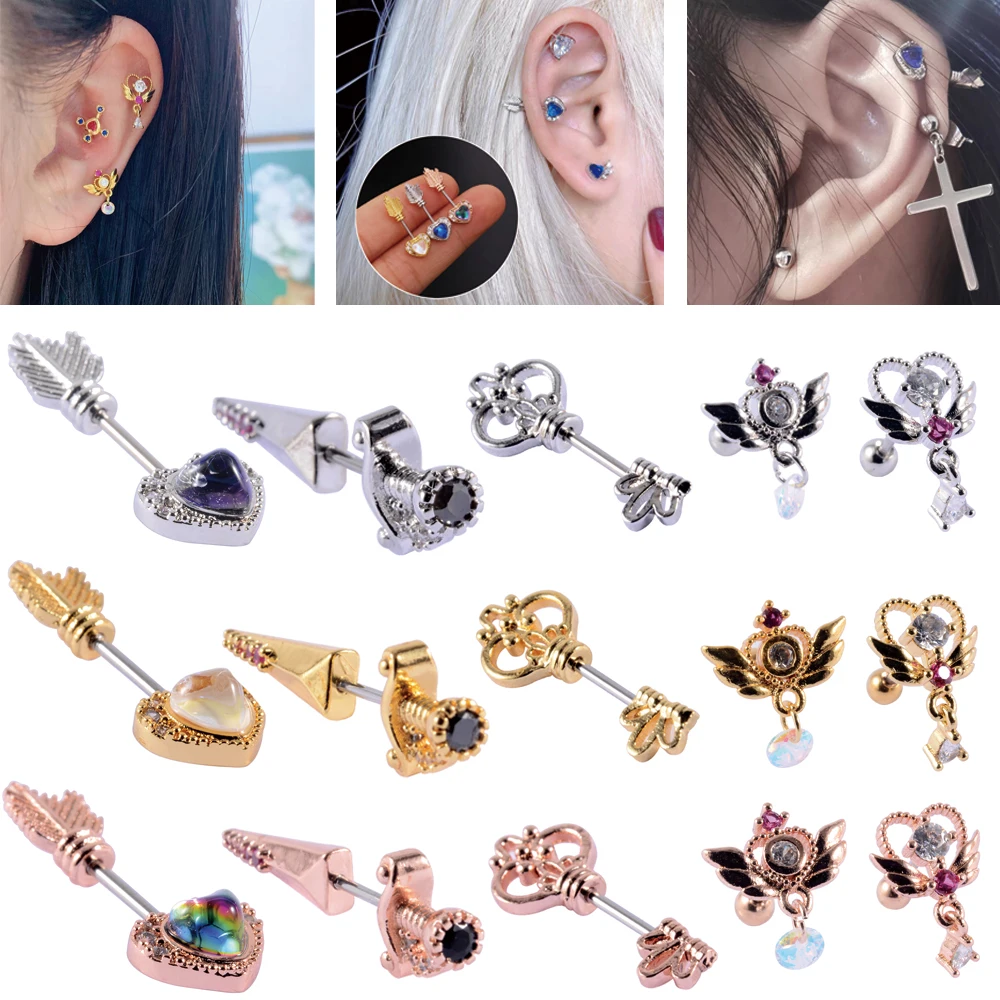 1Pc 20g Stainless Steel Helix Piercing Jewelry Fashion Sword Ear Tragus ...