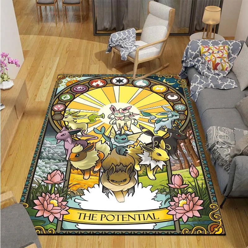 Cartoon Pokemon Pattern Carpets Living Room Anti-skid Area Rug Kids ...