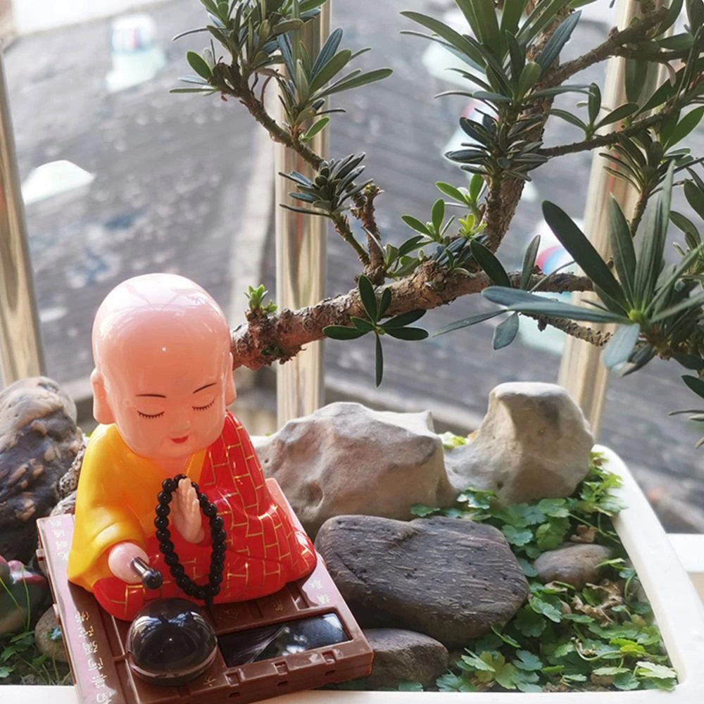 Solar Powered Shaking Head Monk Toy Home Office Desk Car Ornament ...