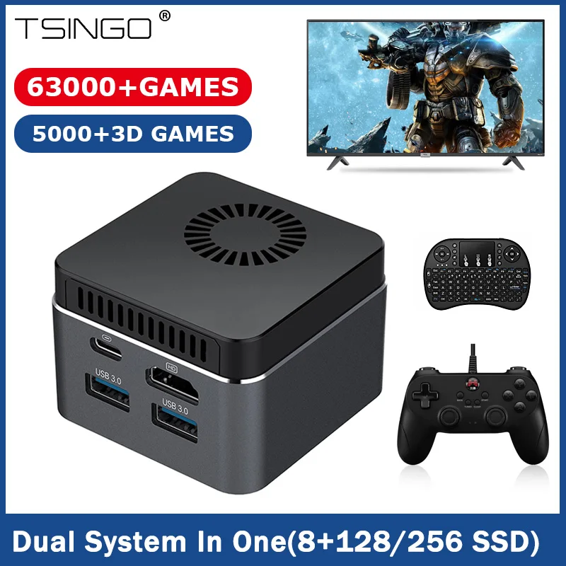 TSINGO Portable Mini PC Super Console 63000+ Games Retro Video Game ...
