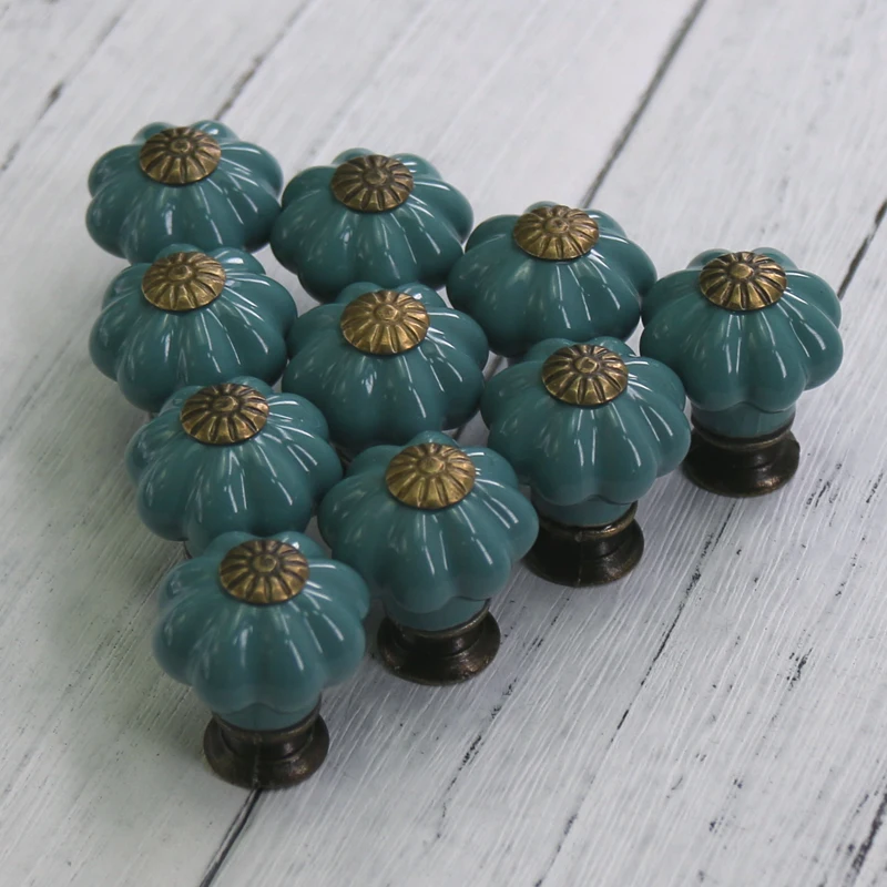 10PCS Vintage Ceramic Knobs and Handles Door Cupboard Drawer Small Pull ...