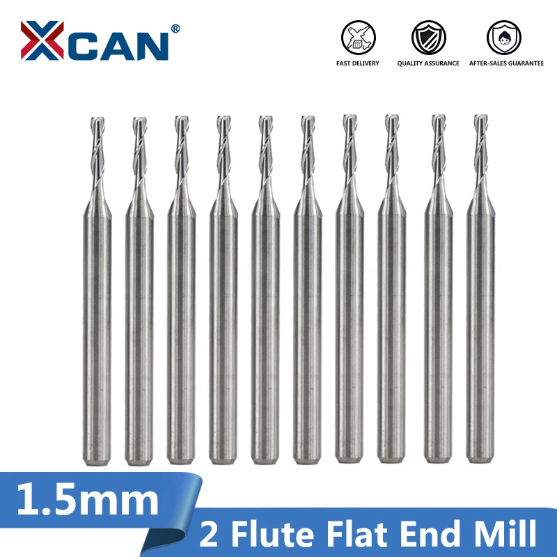 XCAN-10pcs-Diameter-1-5mm-2-Flute-Flat-End-Mill-CNC-Router-Bit-for-Wood ...