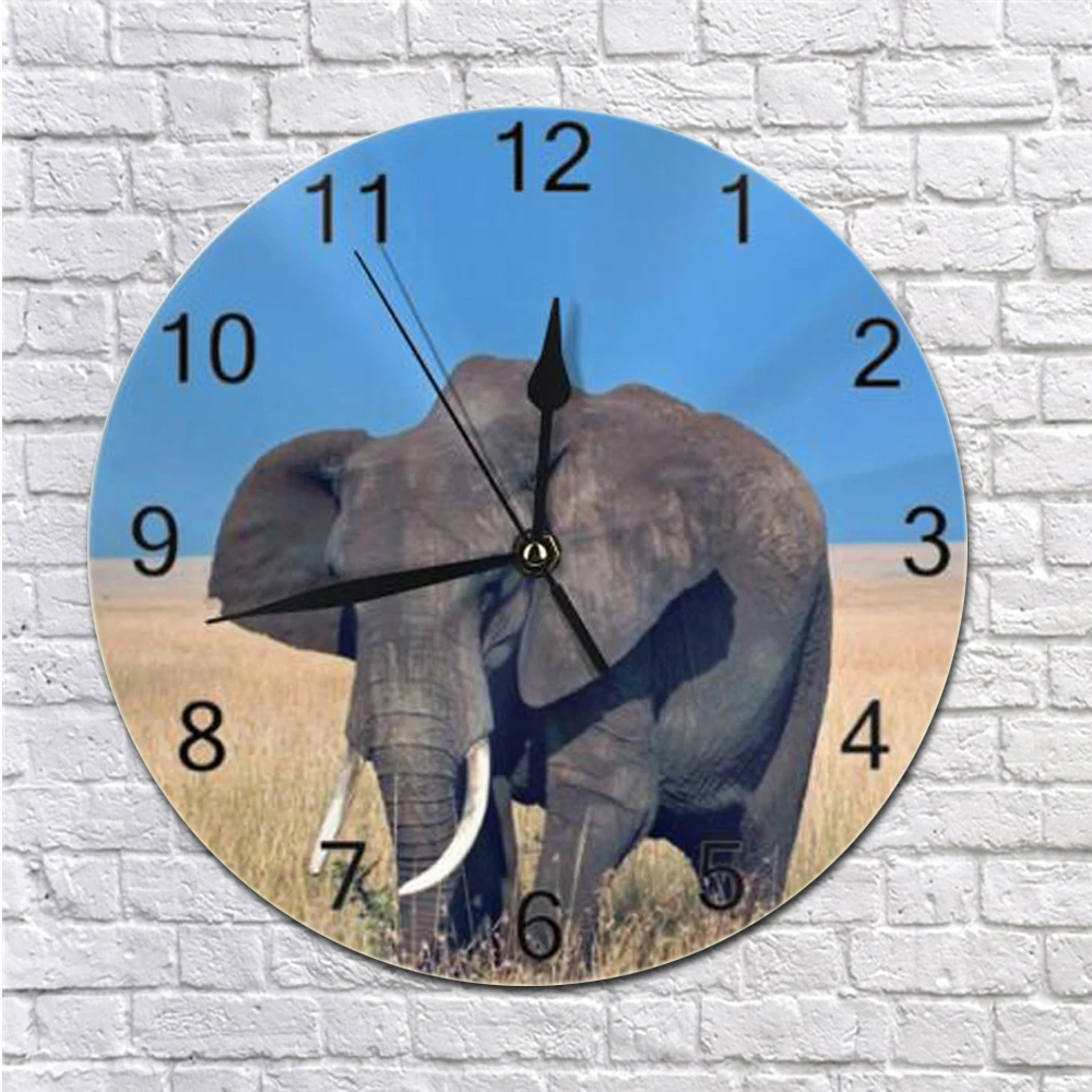 Wall-Clock-Decorative-Elephant-Animal-Numeral-Digital-Dial-Mute-Silent ...