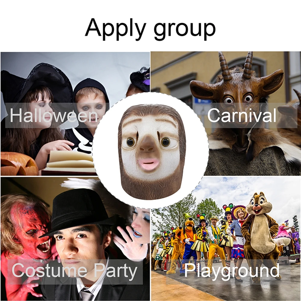 Halloween Jungle Sloth Bear Head Cosplay Mask - AllCosplay.com