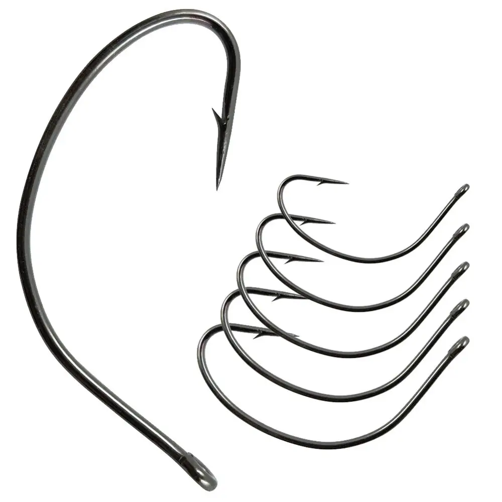 10-25-pieces-Wide-Gap-Hook-Sea-Fishing-Hooks-1-0-8-0-Barbed-Carbon ...
