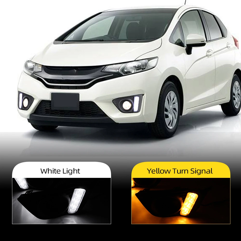 Car-LED-Daytime-Running-Lights-For-Honda-Jazz-fit-2014-2015-2016-LED ...
