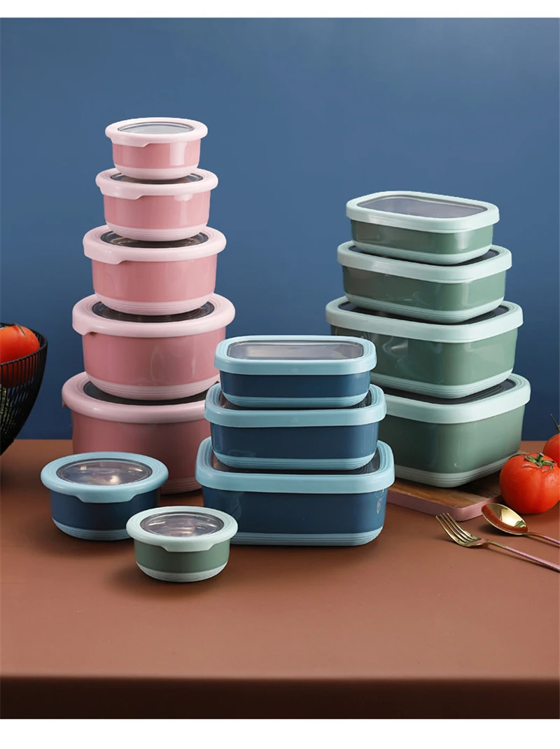 LUNCH BOX,Round Blue 2L--Bol à nouilles instantanées en acier ...