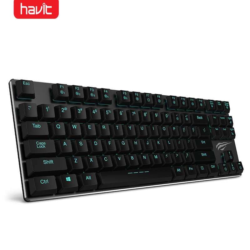 Havit Teclado Azul Móvel Com Botões 87 Usb, Teclado Fino Com Fio Azul ...