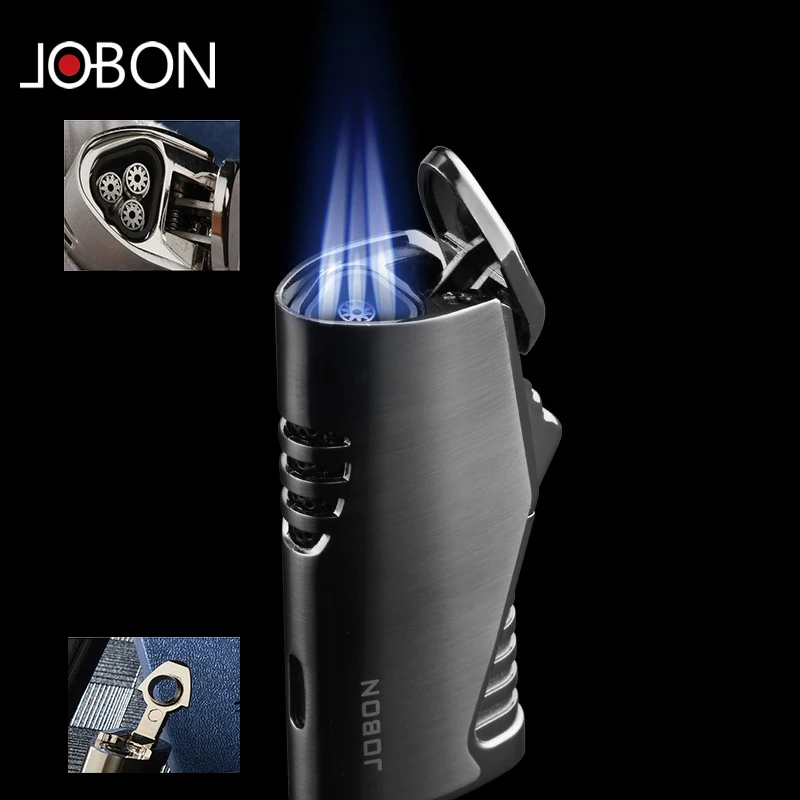 Jobon Metal Triple Torch Jet Lighter Pipe Lighter With Cigar Cutter ...