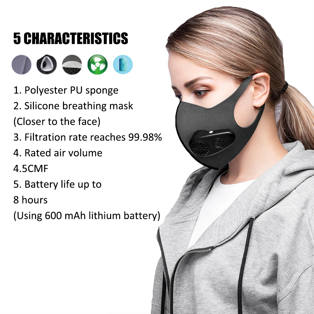 Smart Electric Mask Air Purifying Anti Dust Pollution Fresh Air Supply ...