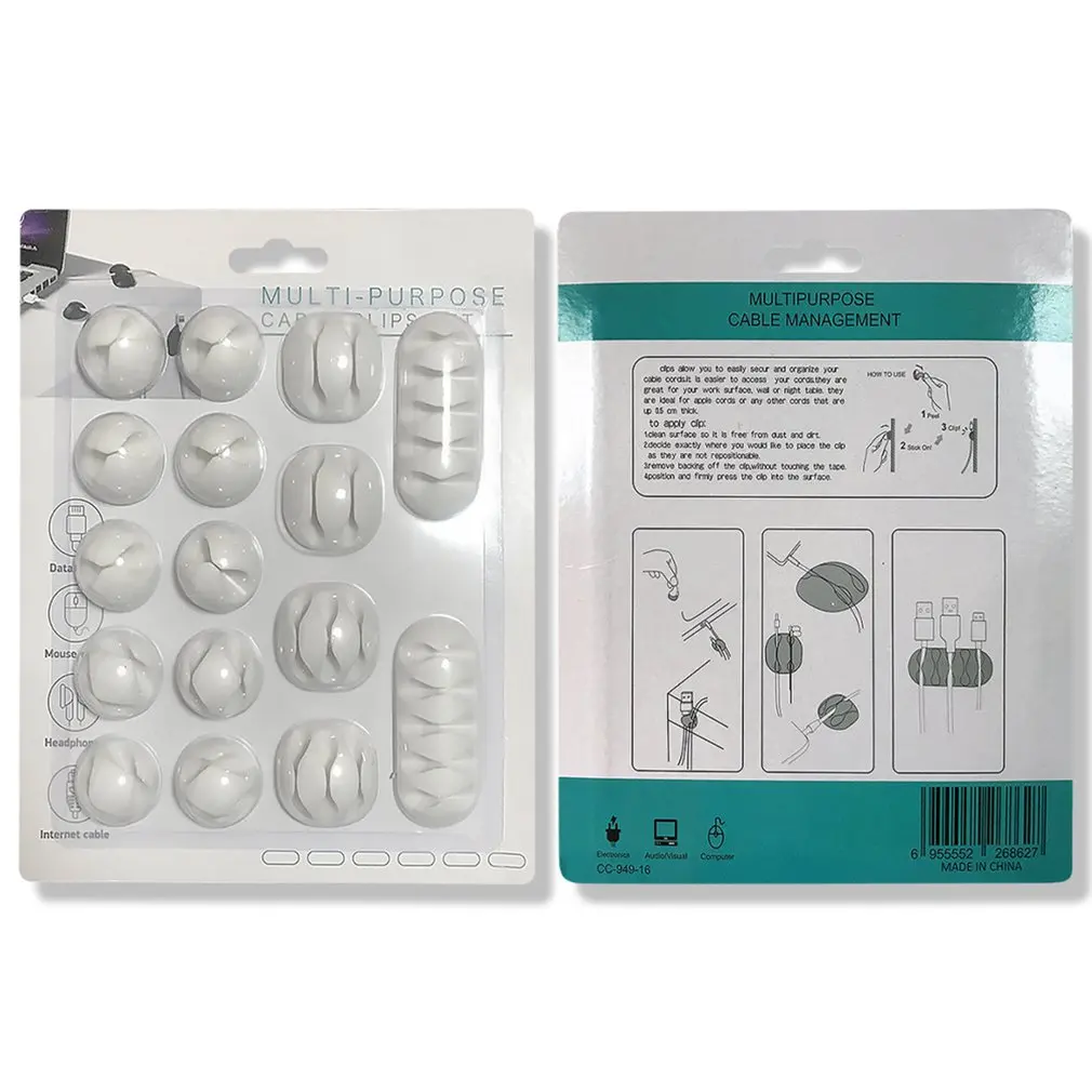 16pcs/set Home Data Cable Retainer Desktop Wire Retainer Clamp Cable ...