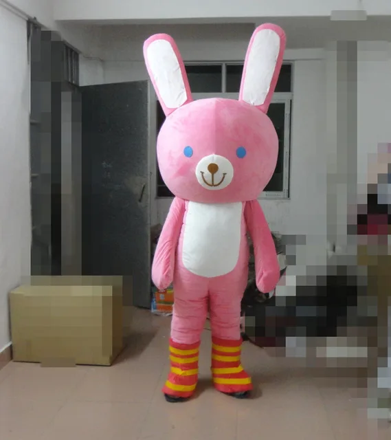 Happy Pink Rabbit Cosplay Mascot Costume - AllCosplay.com