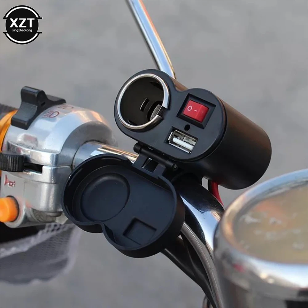 USB Motorcycle Handlebar Charger With Lighter Adapter Power Supply ...