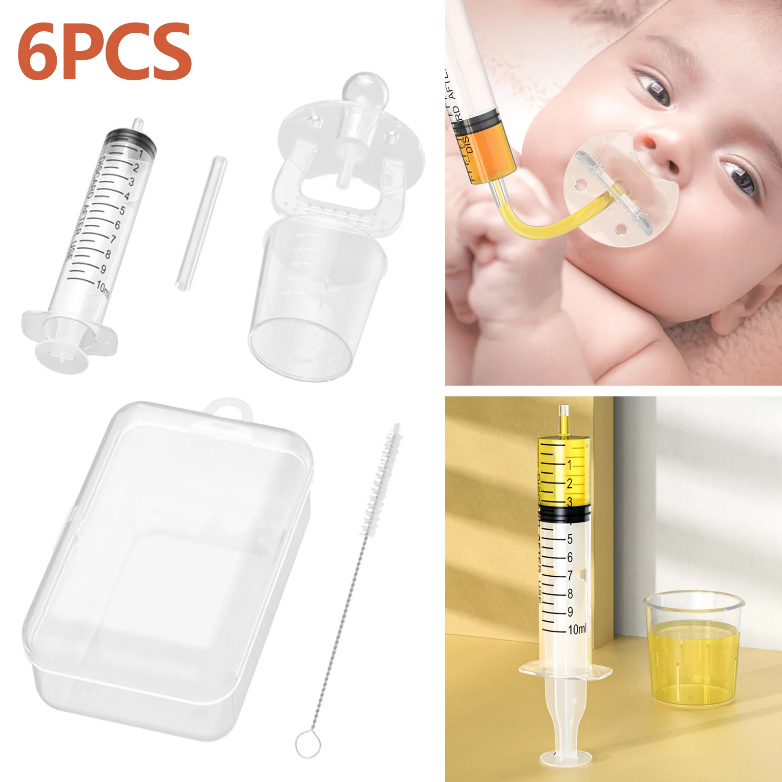 6pcs-Baby-Pacifier-Medicine-Dispenser-Kit-10ml-Oral-Feeding-Syringe ...