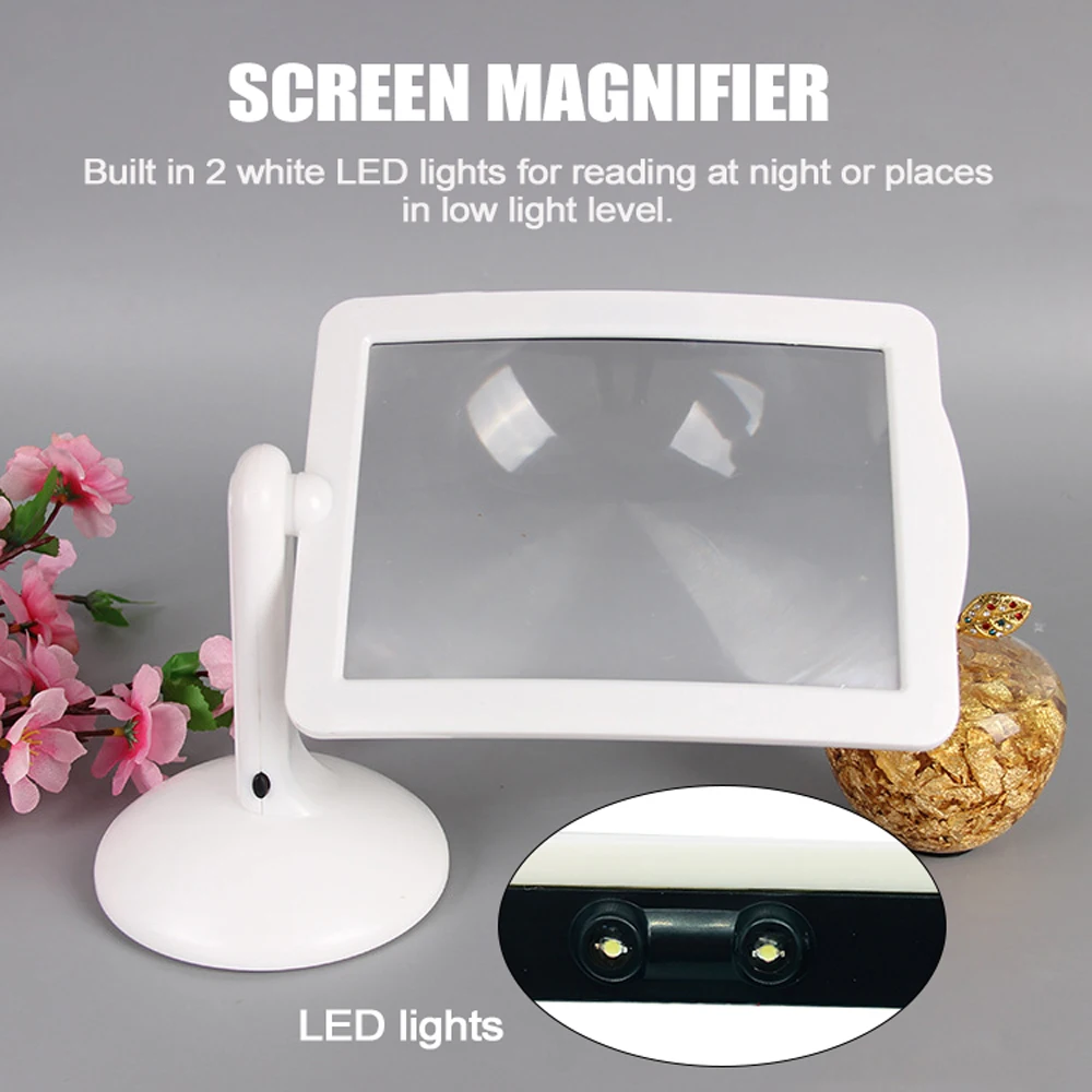 3x Desktop Magnifying Glass With Led Light Illuminated Magnifier Screen ...