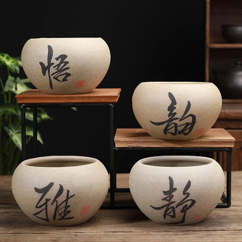 Simple-Style-Ceramic-Succulent-Plant-Pot-Coarse-Pottery-Green-Plant-Pot ...