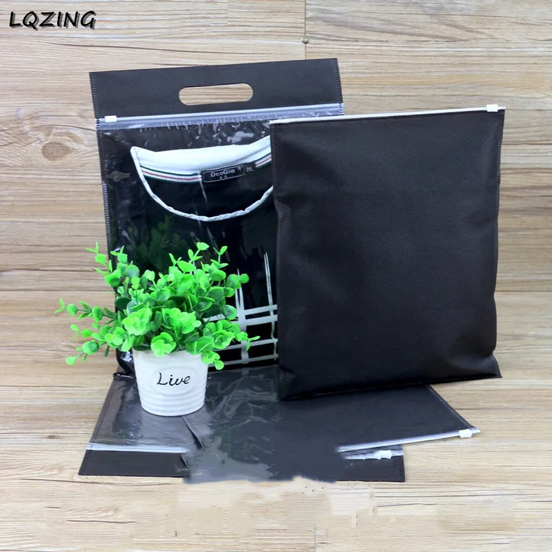 50pcs Non-woven Fabrics T-shirt Pouch Reclosable Clear Plastic Ziplock ...