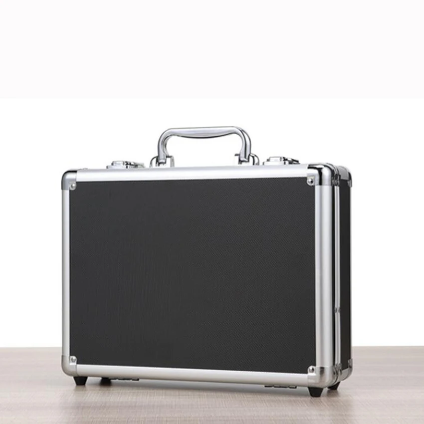 Aluminum Hard Case Briefcase Silver / Black Tool box Carrying Case with ...