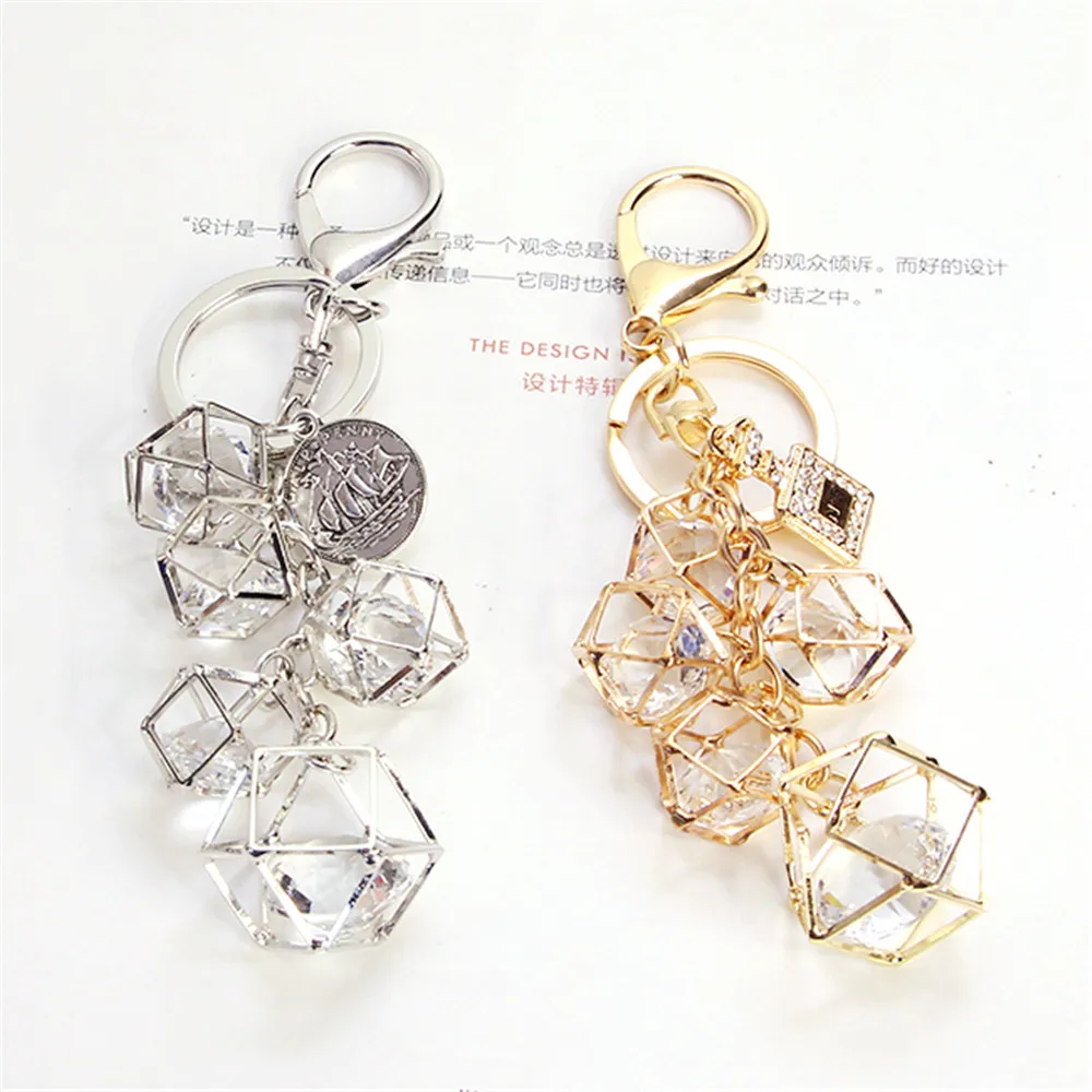 Elegant-Crystal-Rhinestone-Geometric-Keychain-For-Women-Girls-Gold ...