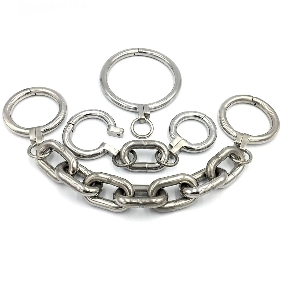 Thick Chain Stainless Steel Bondage Cuffs Collar Handcuffs Leg Irons ...