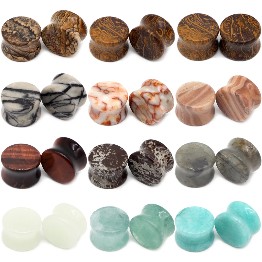 Alisouy-2PCS-Natural-Stone-Ear-Expanders-Ear-Plugs-Flesh-Tunnels-Gauges ...